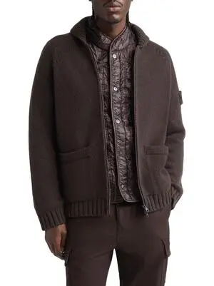 Stone Island Ghost Cashmere Cardigan With Detachable Quilted Lining - V0070 Dark Brown