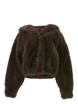 BB COUTURE Hooded Faux-fur Jacket - Brown