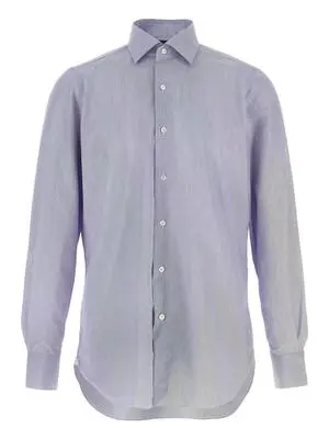 FINAMORE 1925 Striped Button Napoli Shirt - Purple