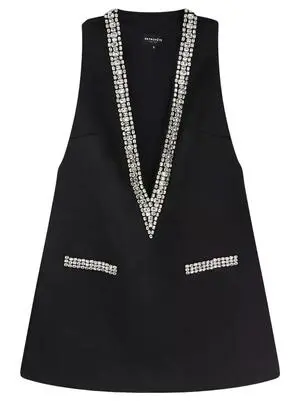 Retrofete Nancie Rhinestone Trim Mini Dress - Black
