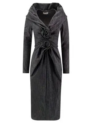 ALBERTA FERRETTI Ruffled Long-Sleeve Midi Dress