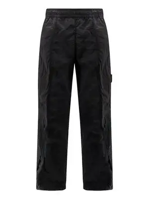 Stone Island Elasticated-waistband Trousers With Logo Patch - Black