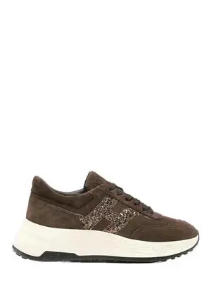 Hogan Glitter Logo Platform Trainers - Brown