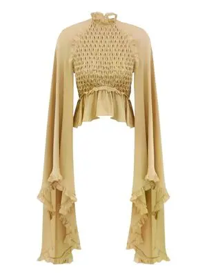 Zimmermann Smocked Ruffled Blouse - Yellow