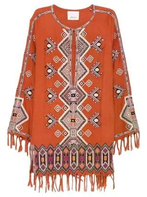 Isabel Marant Fringed Mini Dress - Orange