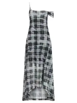 Karl Lagerfeld Checked One-shoulder Maxi Dress - Black