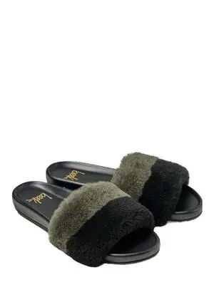 Beek Gallito Genuine Shearling Slide Sandal - Army/black