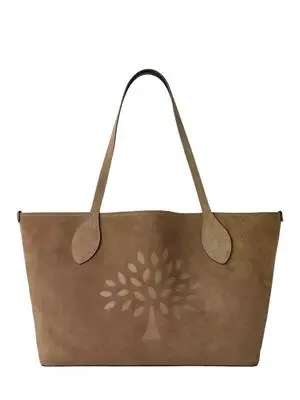 Mulberry Tree-motif Suede Tote - Brown