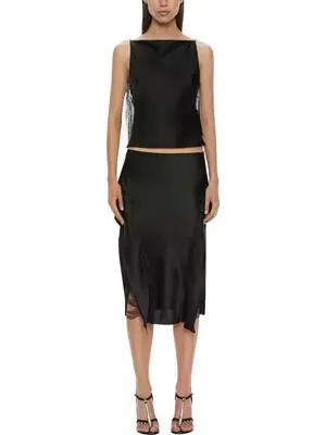 Christopher Esber Lattice Lace Silk Midi Skirt - Black