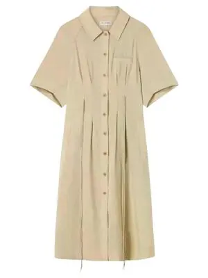 LEE MATHEWS Maggie Shirt Midi Dress - Neutrals