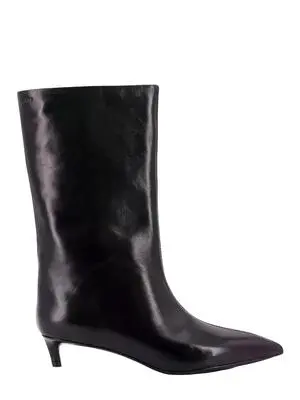 BOSS 35mm Pointed-toe Leather Boots - Black