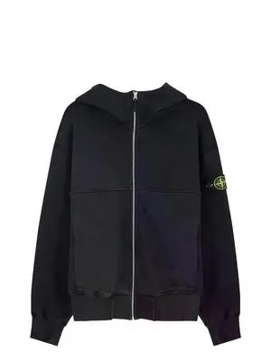 Stone Island Logo-patch Zip-up Hoodie - Black