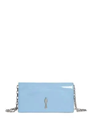 CHRISTIAN LOUBOUTIN Bettina Patent Leather Clutch - Ceruleo/silver