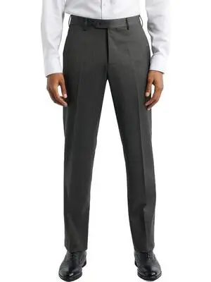 Zanella Parker Flat Front Wool Dress Pants - Olive