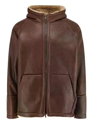 SALVATORE SANTORO Hooded Leather Jacket - Brown