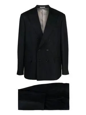 Brunello Cucinelli Chalk-stripe Double-breasted Suit - Blue