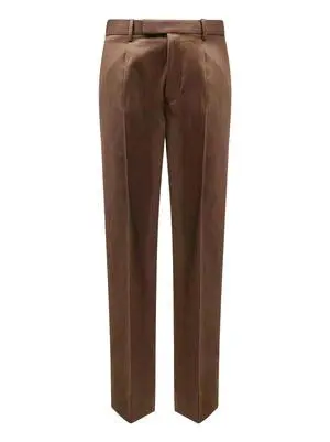 Zegna Pleated Wool Trousers - Brown