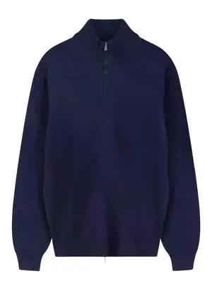 FILIPPO DE LAURENTIIS High-Neck Zip-Up Cardigan Blue