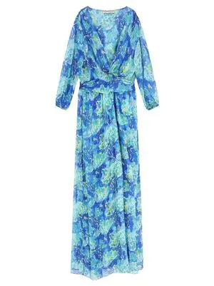Chiara Boni La Petite Robe Long-sleeves V-neck Maxi Dress - Blue