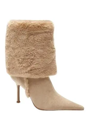 Jeffrey Campbell Fennec Faux Fur Cuff Bootie - Beige Suede Combo