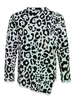 BLACK COMME DES GARÇONS Leopard-pattern Knit Sweater - White