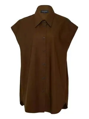 LEE MATHEWS Spencer Sleeveless Shirt - Brown