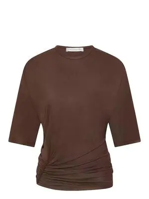 Christopher Esber Ruched Jersey T-shirt - Brown