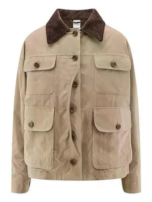 Aspesi Corduroy-collar Flap-pocket Jacket - Neutrals