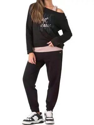 DIMENSIONE DANZA Off-shoulder Sweatshirt - Black