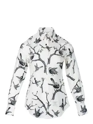 Thom Browne Bird Print Button-up Top - White