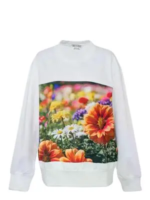 Comme Des Garçons Floral-print Sweater - White