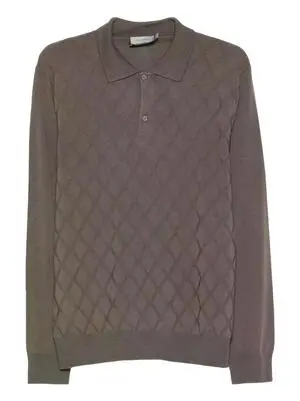 Canali Diamond-pattern Polo Shirt - Brown