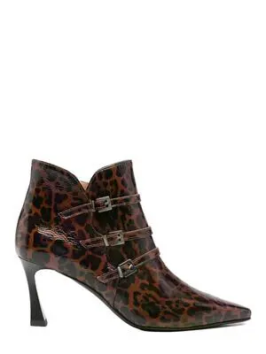 THE SELLER Buckle Animal Print Boots - Brown