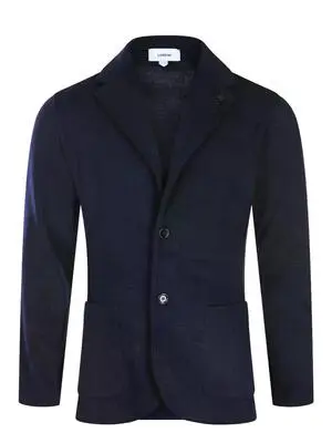 LARDINI Two-button Patch-pocket Wool Blazer - Blue