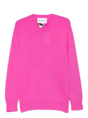 AMARANTO Distressed Crewneck Sweater - Pink