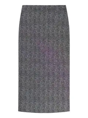 Givenchy Herringbone-pattern Midi Pencil Skirt - Black