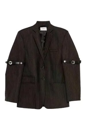 Coperni Belted-sleeve Pinstriped Blazer - Brown