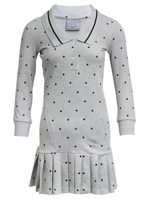 Ashley Williams Amelia Long-sleeve Polka-dot Mini Dress - Grey