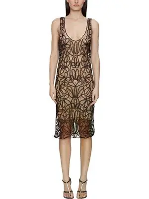 Christopher Esber Meander Lace Midi Dress - Brown