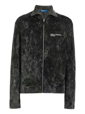Karl Lagerfeld Zip-up Washed Cardigan - Grey