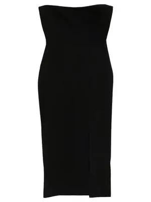 Alex Perry Strapless Slit Midi Dress - Black