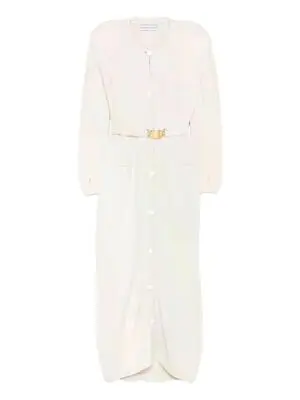 ROWEN ROSE Button Belted Cardigan-coat - White