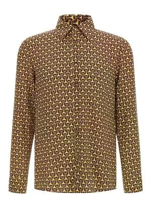 Gucci Horsebit Print Silk Shirt - Red