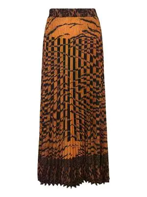 PIERRE-LOUIS MASCIA Printed Pleated Skirt - Orange