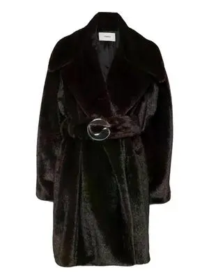 Coperni Belted Faux Fur Coat - Brown