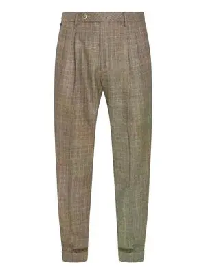 GTA PANTALONE Pleated Check Pants - Brown