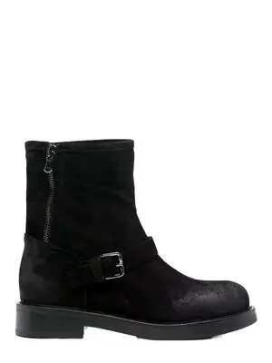 JULIE DEE 35mm Buckle Zip Boots - Black
