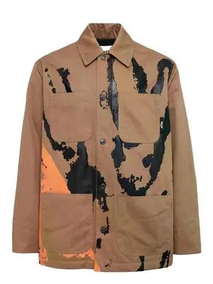 MSGM Printed Shirt Jacket - Brown