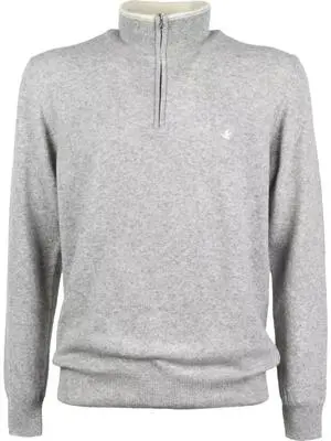 BROOKSFIELD Zip Mock-neck Sweater - Grey