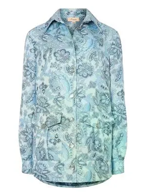 TEMPERLEY LONDON Francis Floral-pattern Shirt Jacket - Blue